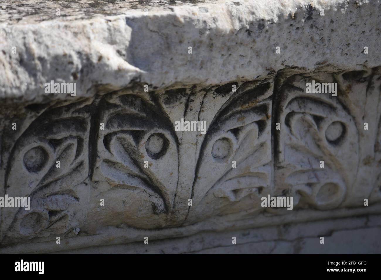 Ancient sculpted marble ruins at the Archaeological Site of Eleusis in ...