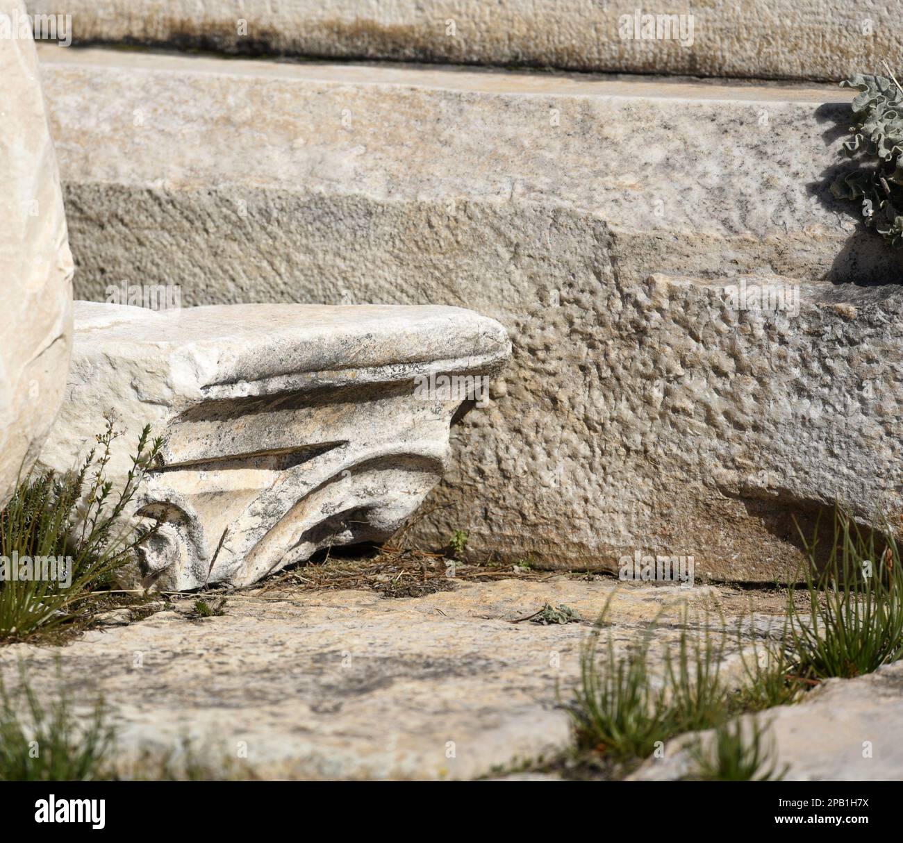 Ancient sculpted marble ruins at the Archaeological Site of Eleusis in ...