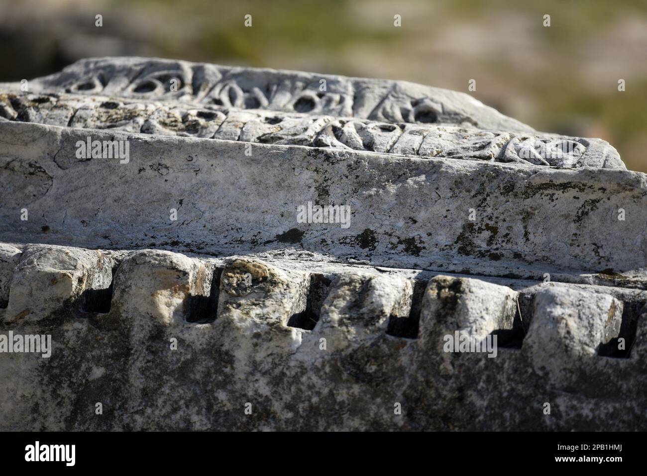 Ancient sculpted marble ruins at the Archaeological Site of Eleusis in ...
