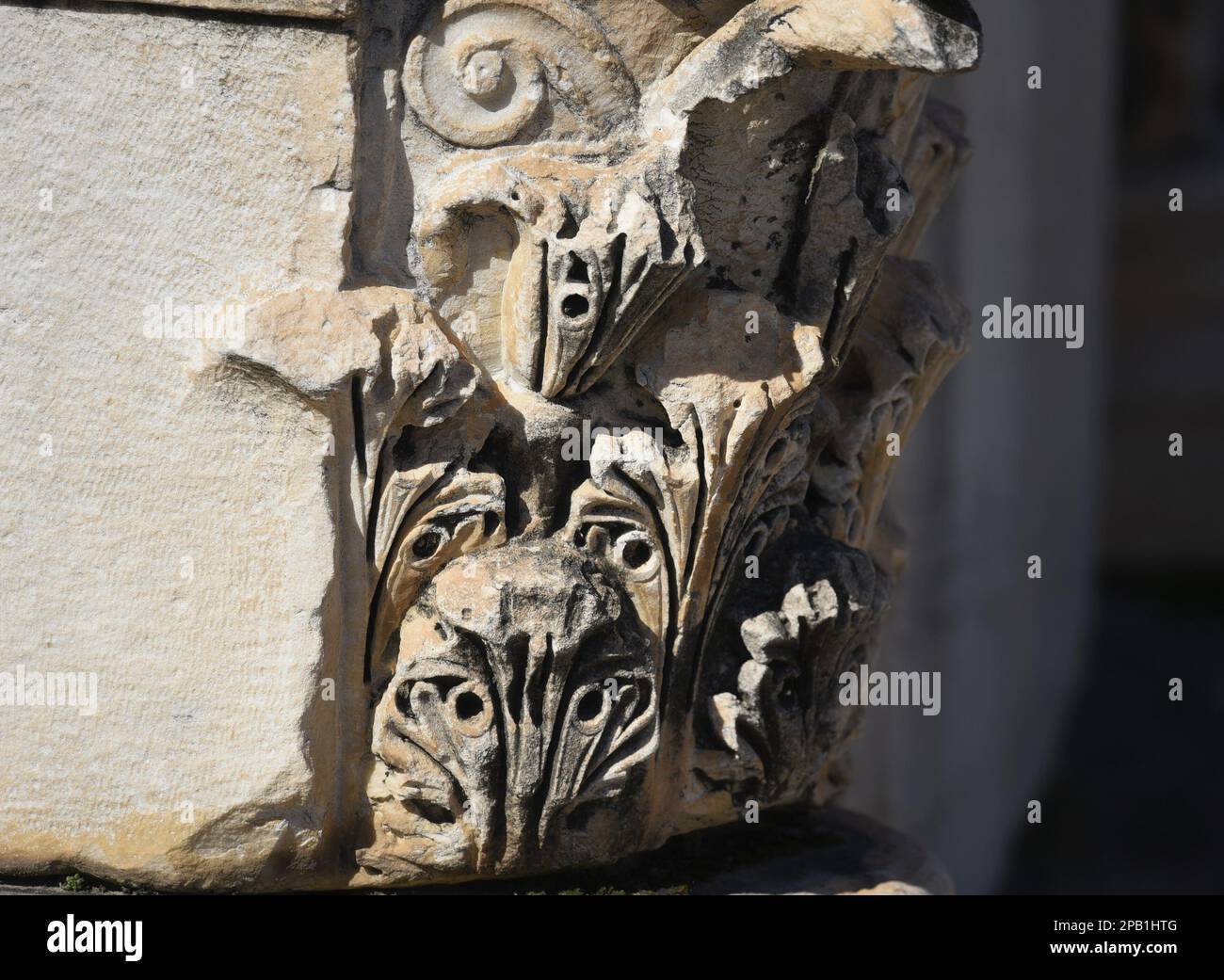 Ancient Corinthian order capital of the outer colonnaded portico along ...