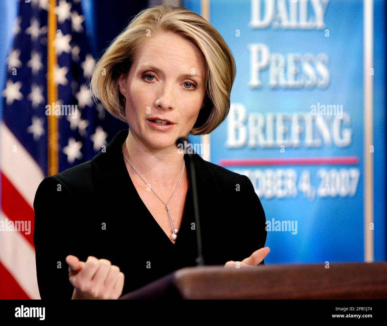 White House Press Secretary Dana Perino speaks during her daily press ...