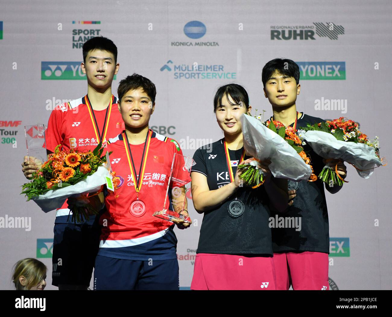 Muelheim, Germany. 12th Mar, 2023. Feng Yanzhe (1st L)/Huang Dongping ...
