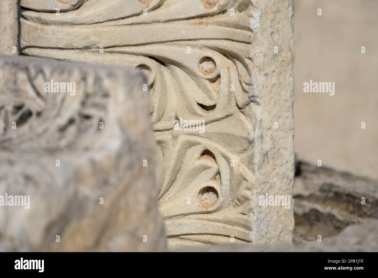 Ancient sculpted marble ruins at the Archaeological Site of Eleusis in ...