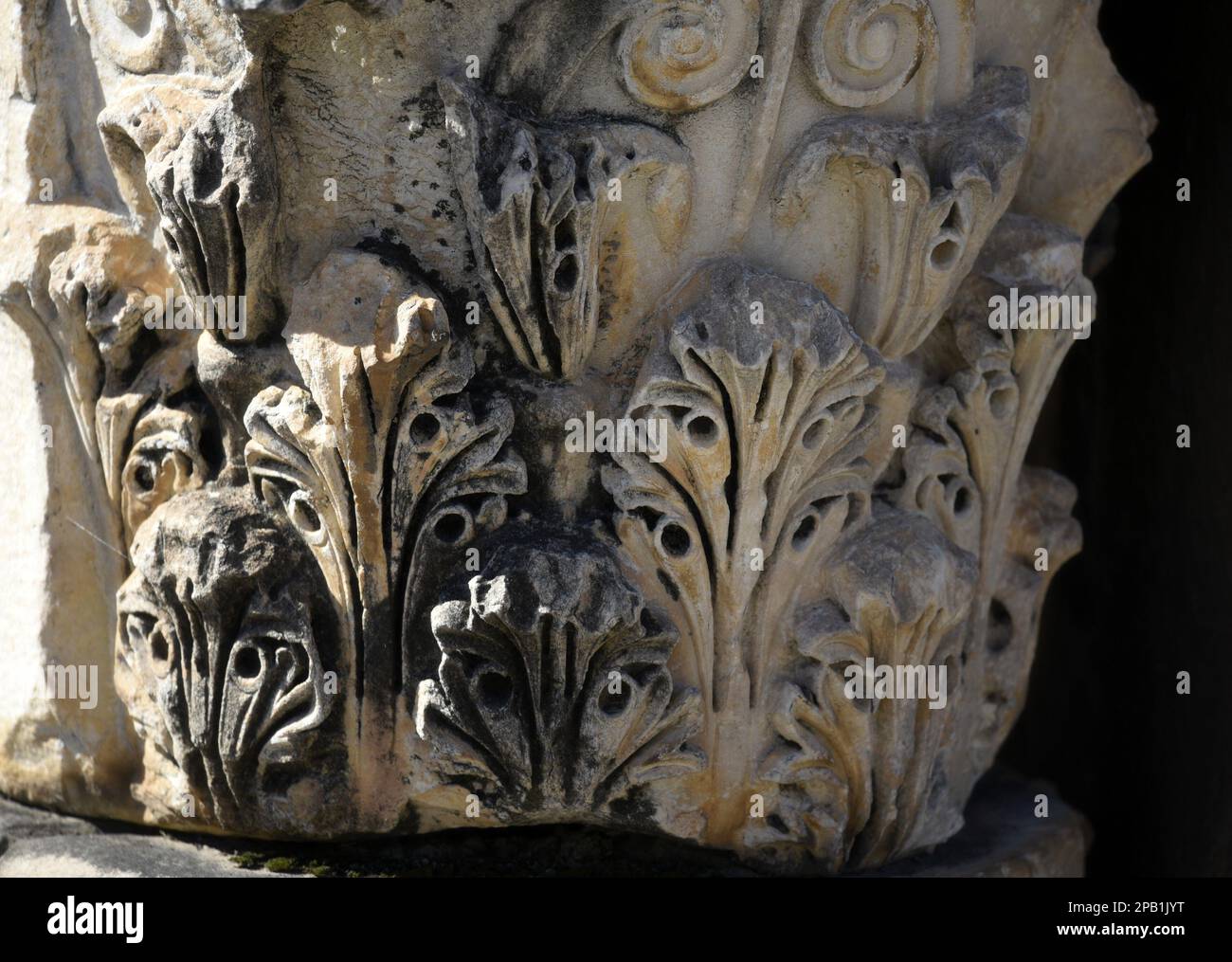 Ancient Corinthian order capital of the outer colonnaded portico along ...