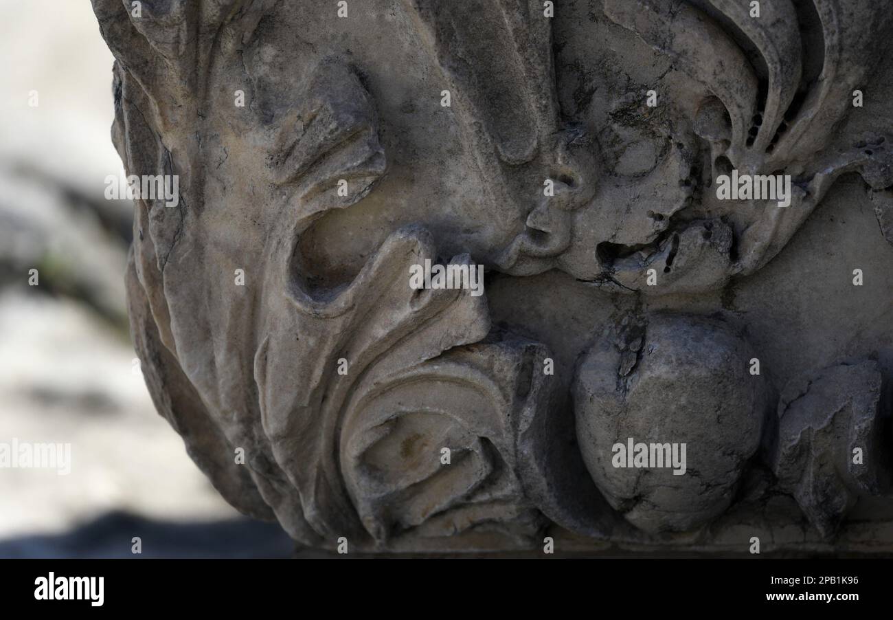 Ancient sculpted marble ruins at the Archaeological Site of Eleusis in ...