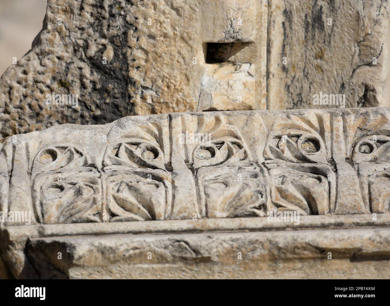 Ancient sculpted marble ruins at the Archaeological Site of Eleusis in ...
