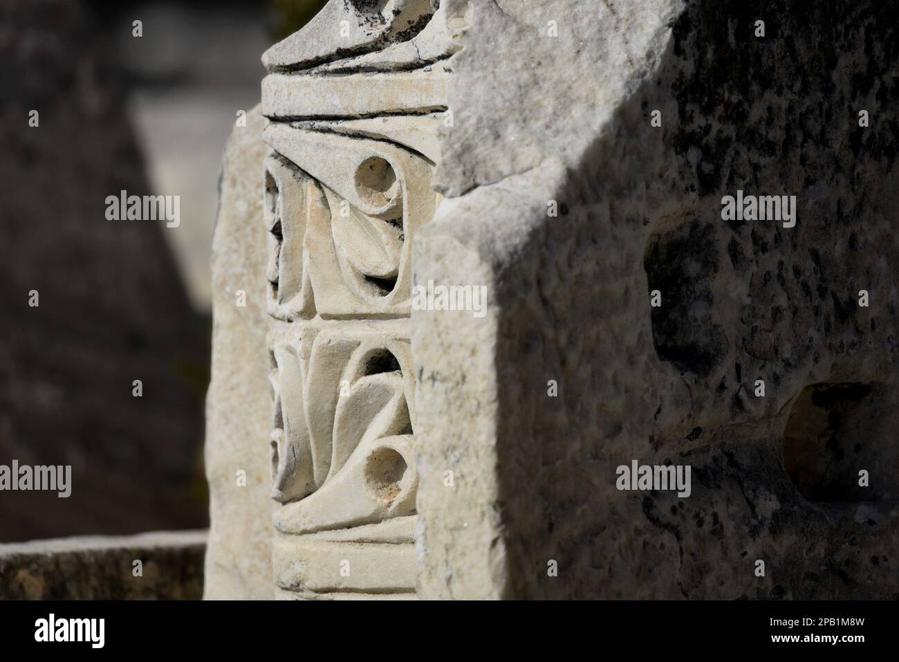 Ancient sculpted marble ruins at the Archaeological Site of Eleusis in ...