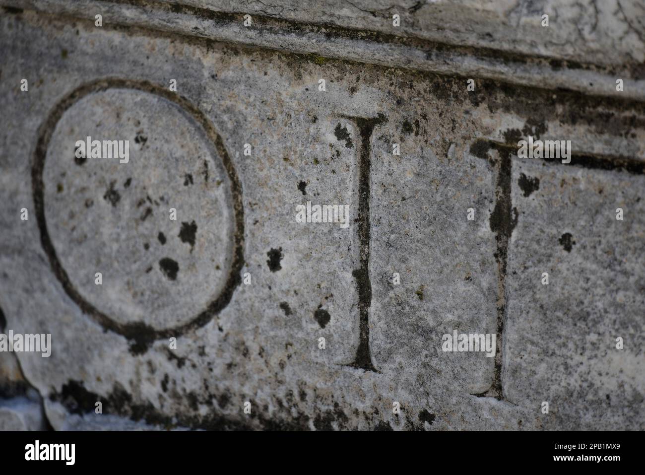 Ancient Greek fragmentary marble inscription at the Archaeological site ...