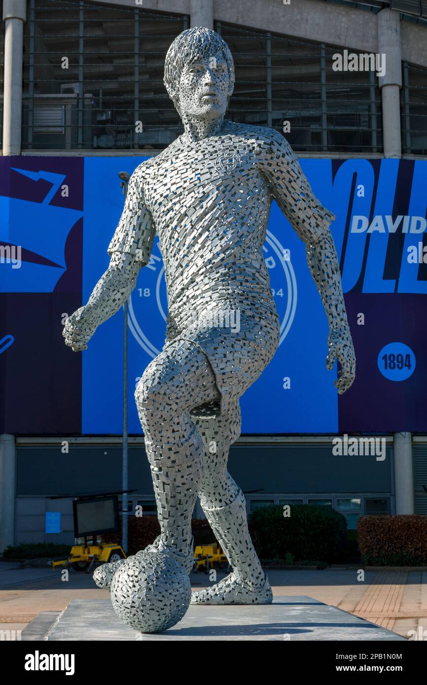 Statue of David Silva, by the sculptor Andy Scott, at the Etihad ...