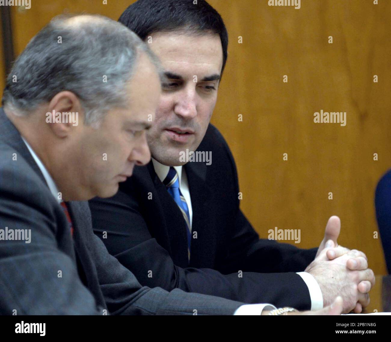 Darren Mack, right, and his attorney Scott Freeman are shown during ...