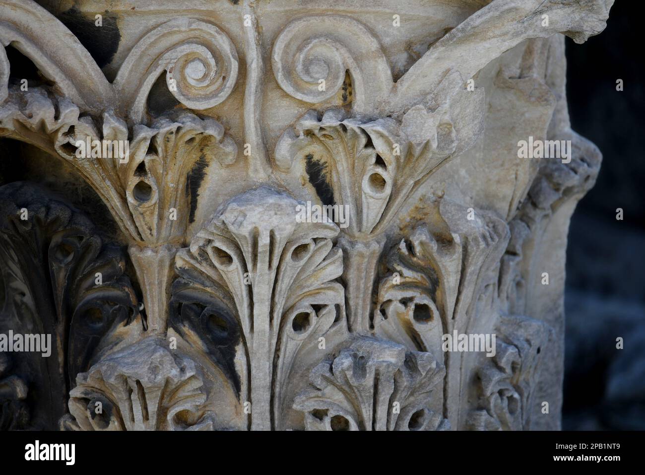 Ancient Corinthian order capital of the outer colonnaded portico along ...