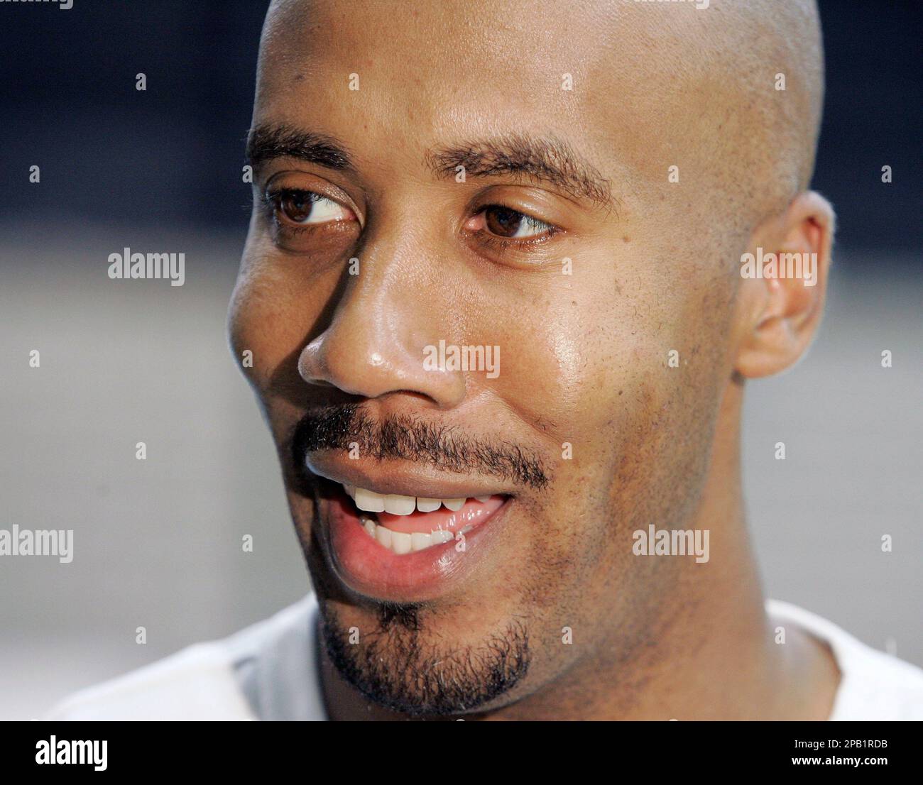 San Antonio Spurs forward Bruce Bowen talks to the media following the ...