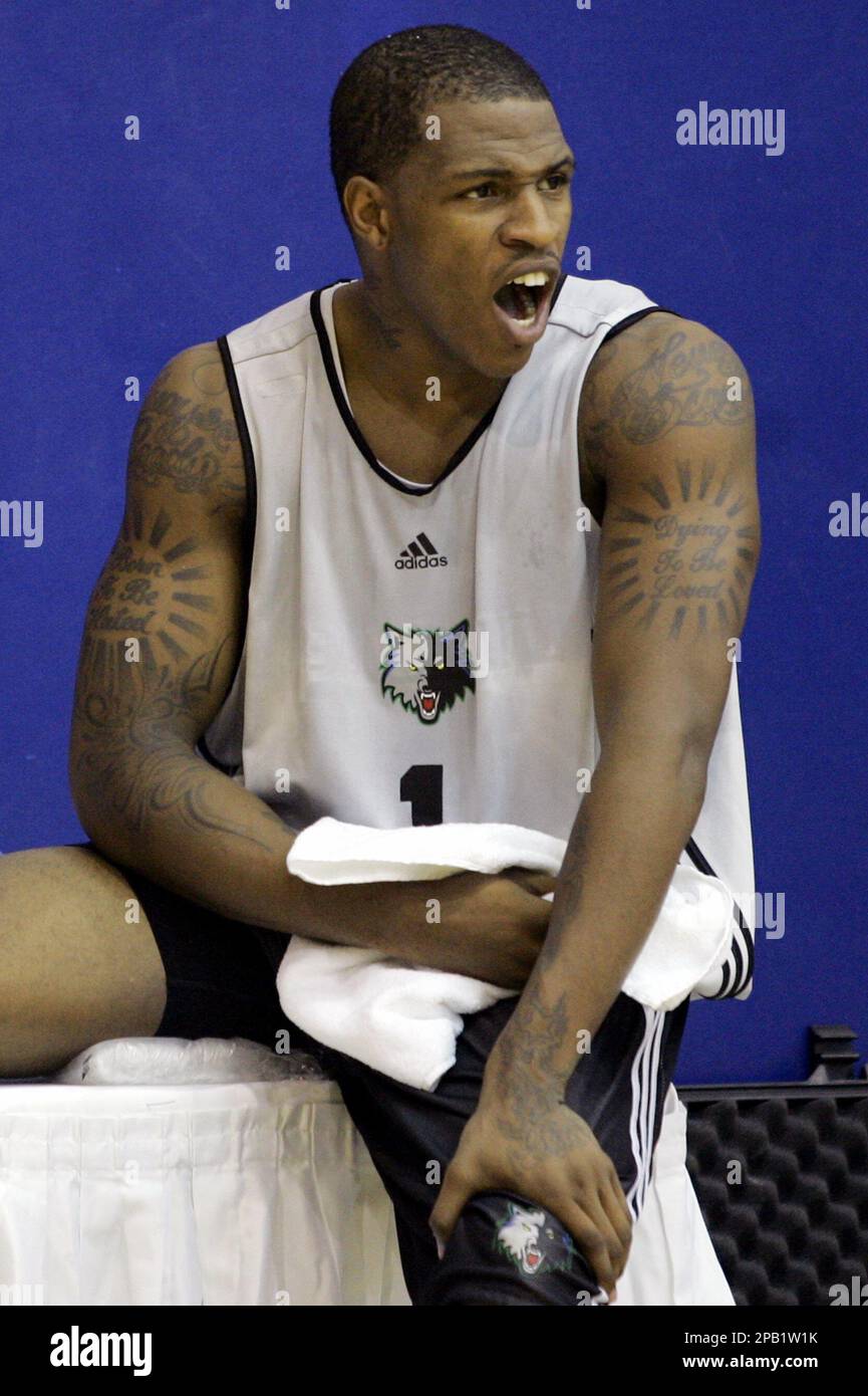 Minnesota Timberwolves' guard Rashad McCants shouts at his teammates ...