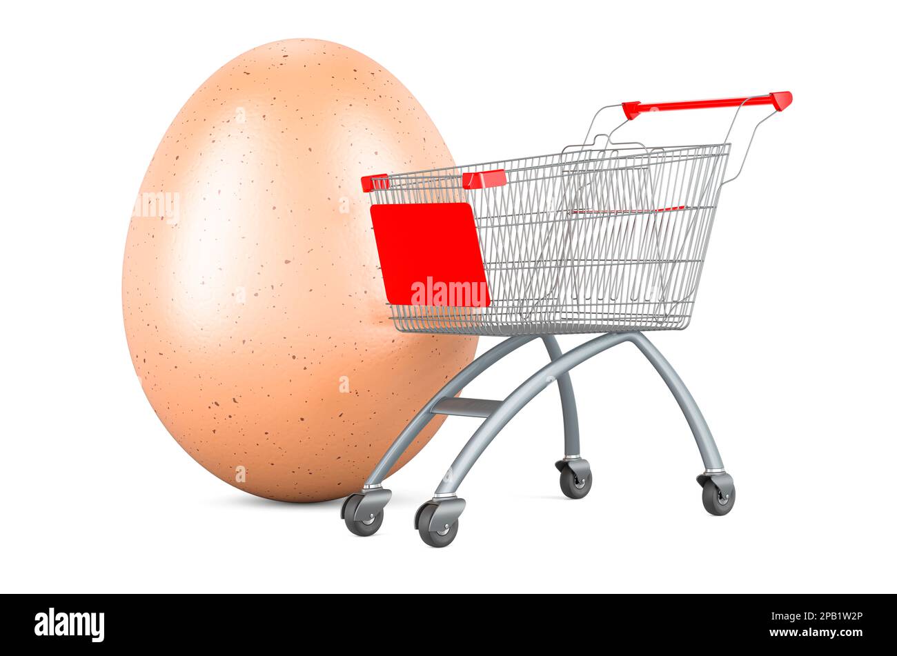 Egg with shopping cart, 3D rendering isolated on white background Stock ...