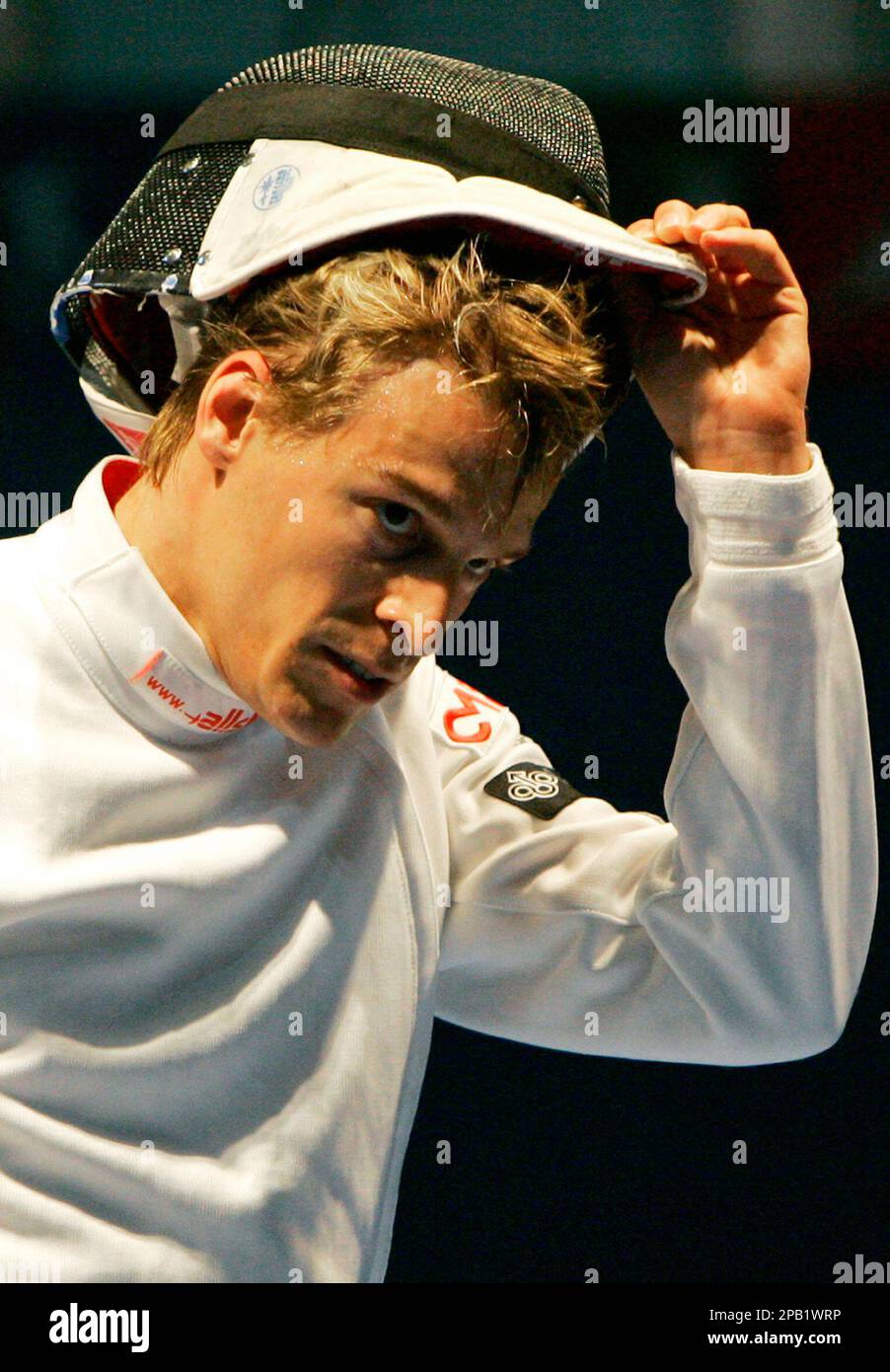 Swiss Marcel Fischer reacts during his fencing Epee preliminary match ...