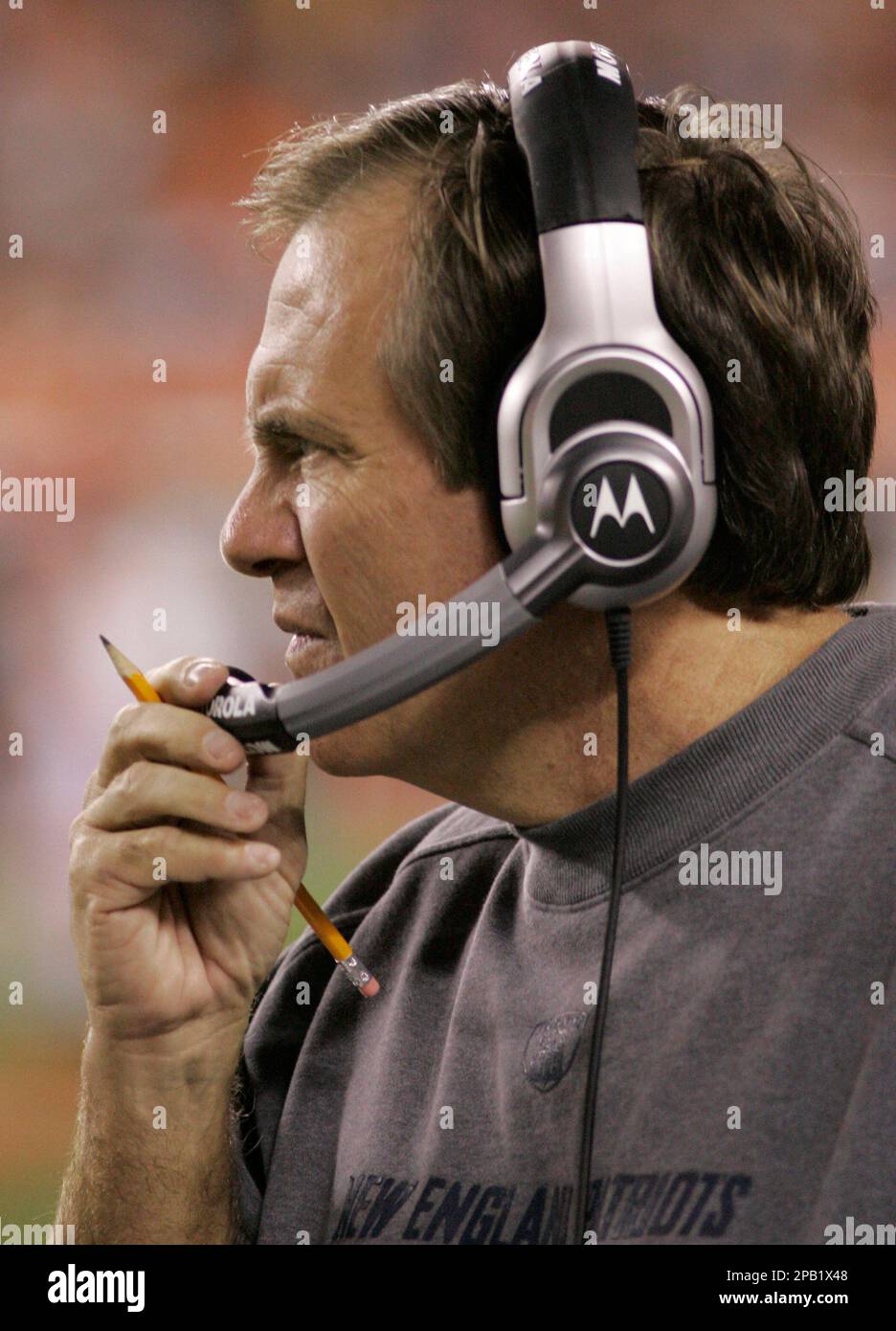 New England Patriots coach Bill Belichick watches from the sidelines in ...