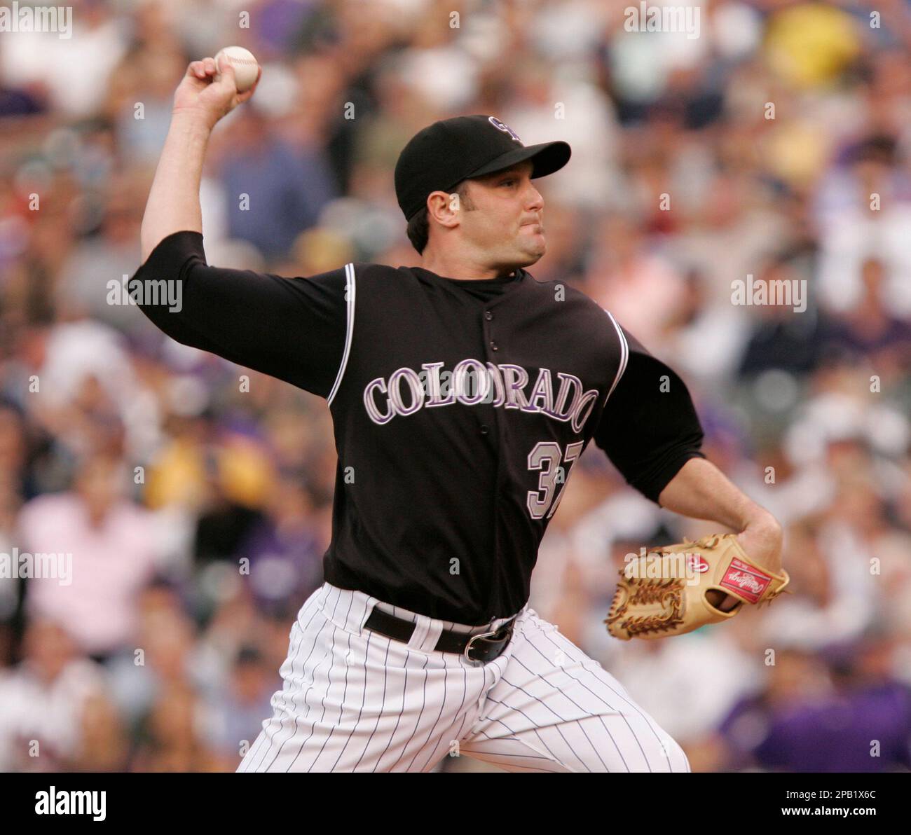 Colorado Rockies starting pitcher Josh Fogg works in the first inning ...