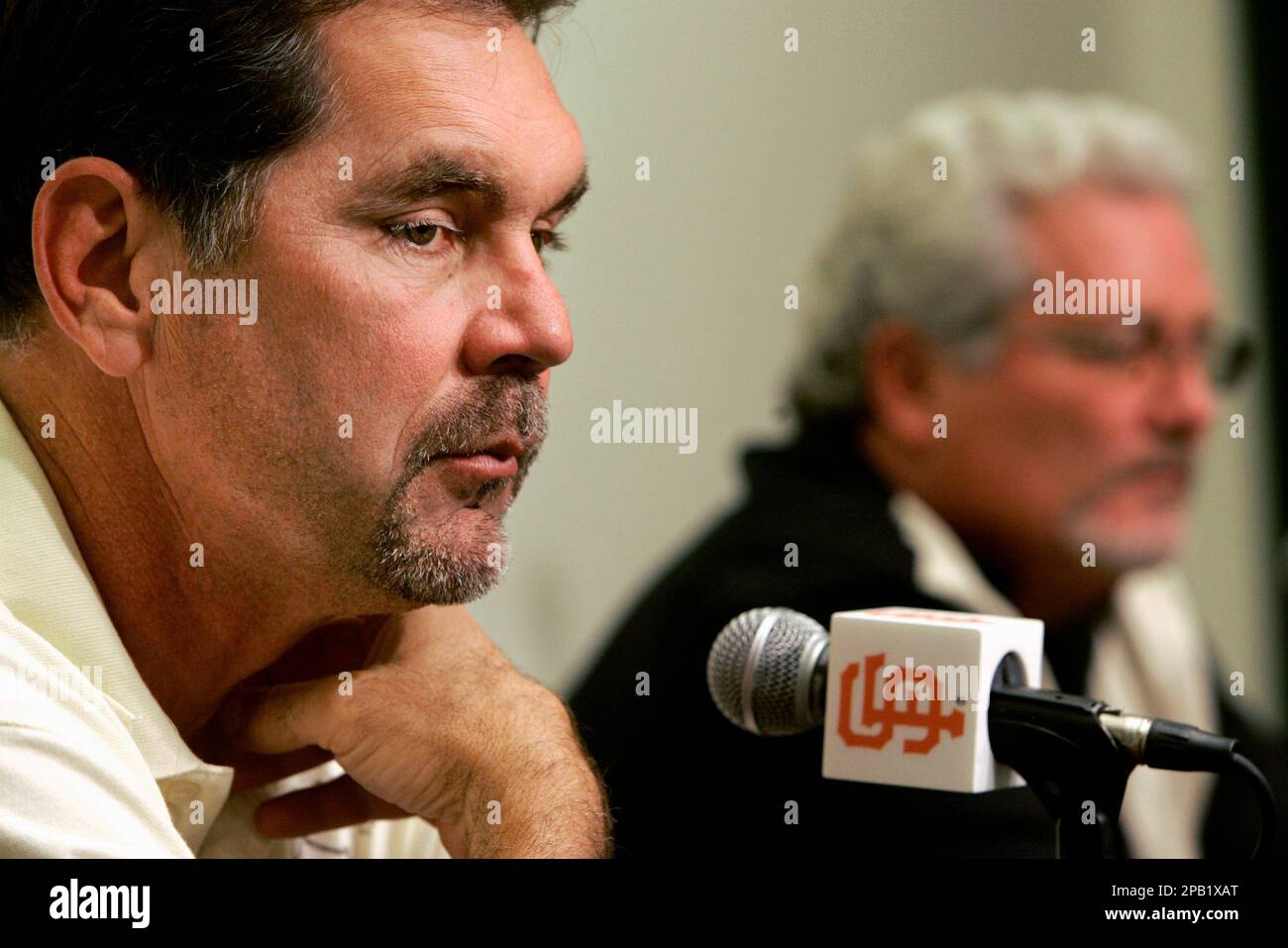 San Francisco Giants baseball manager Bruce Bochy, left, and general ...