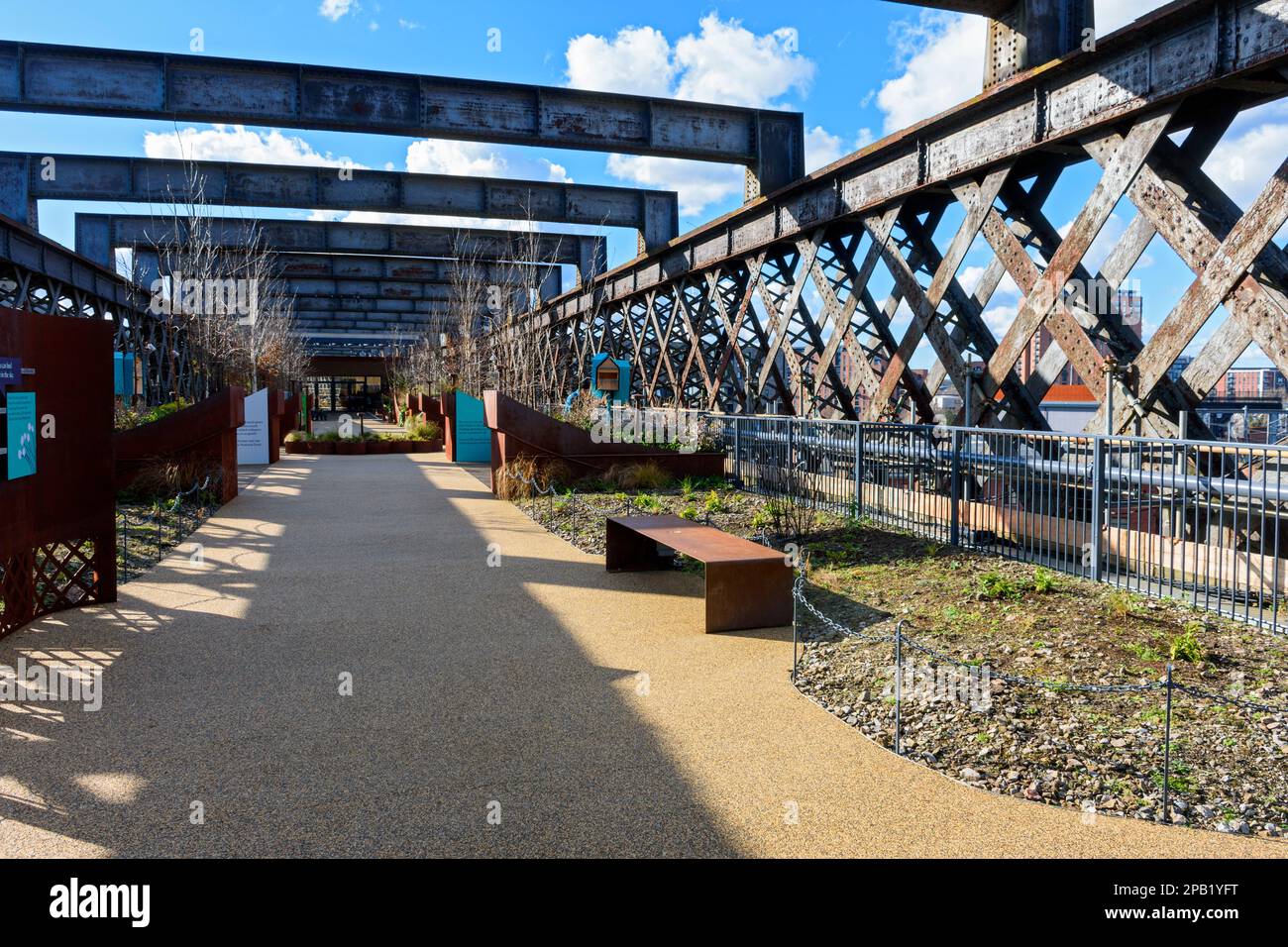 On the Castlefield Viaduct elevated linear park, made in the style of ...