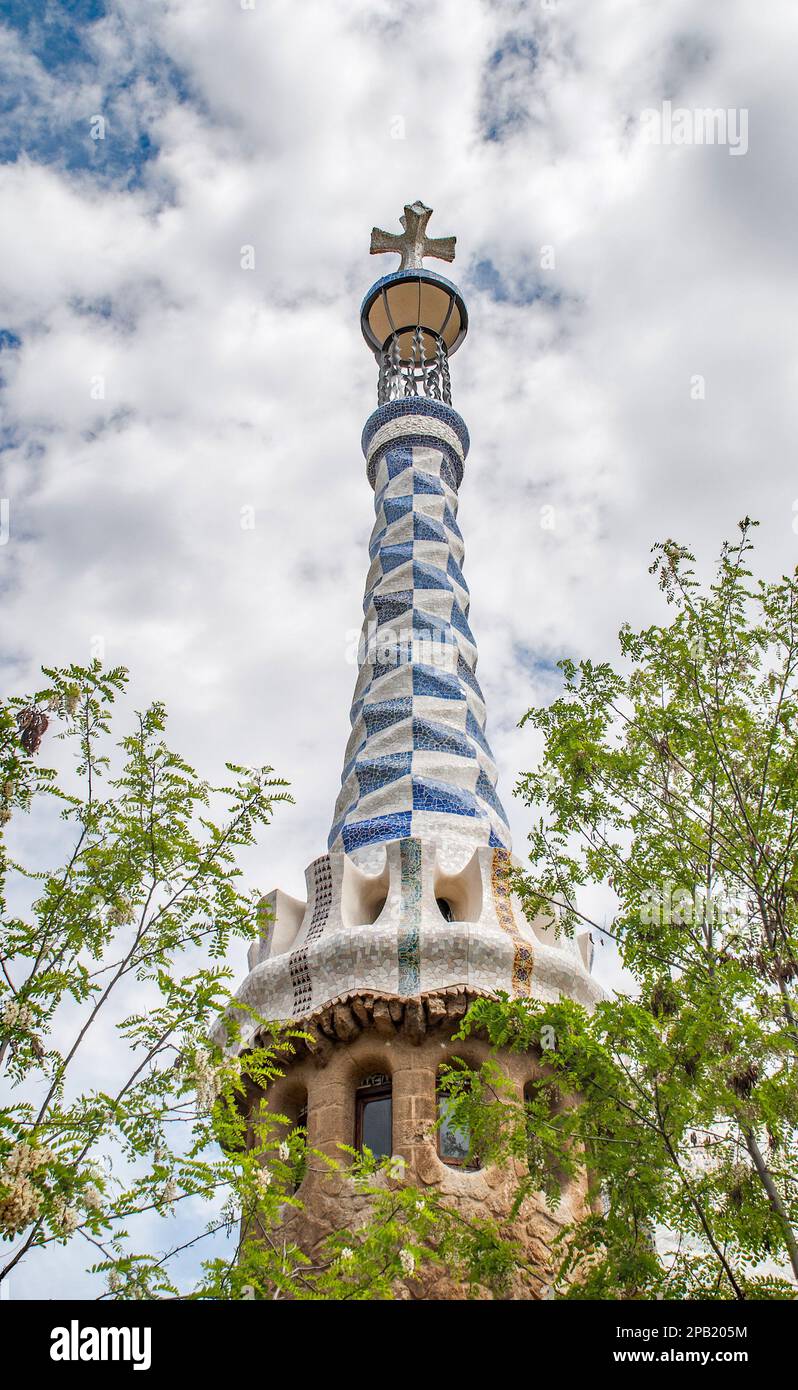 Antoni Gaudi's work at the entrance to Parc Güell, a World heritage ...