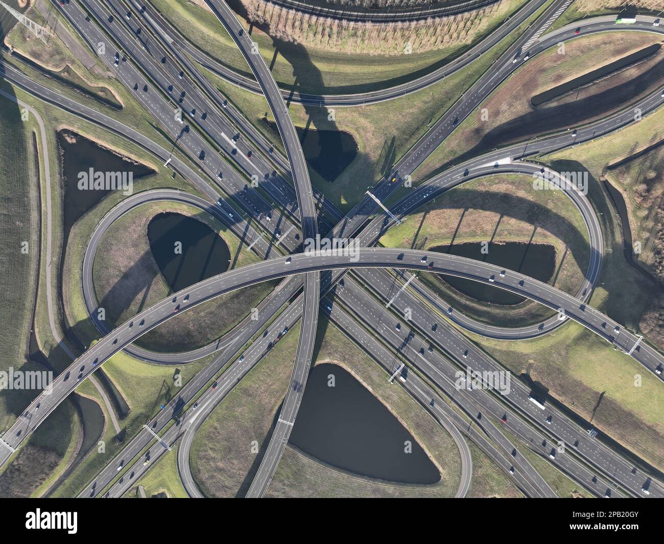 Witness the complex network of highways and overpasses from above with ...