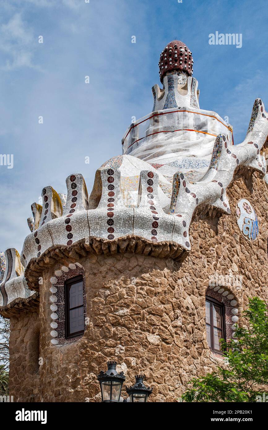 Antoni Gaudi's work at the entrance to Parc Güell, a World heritage ...