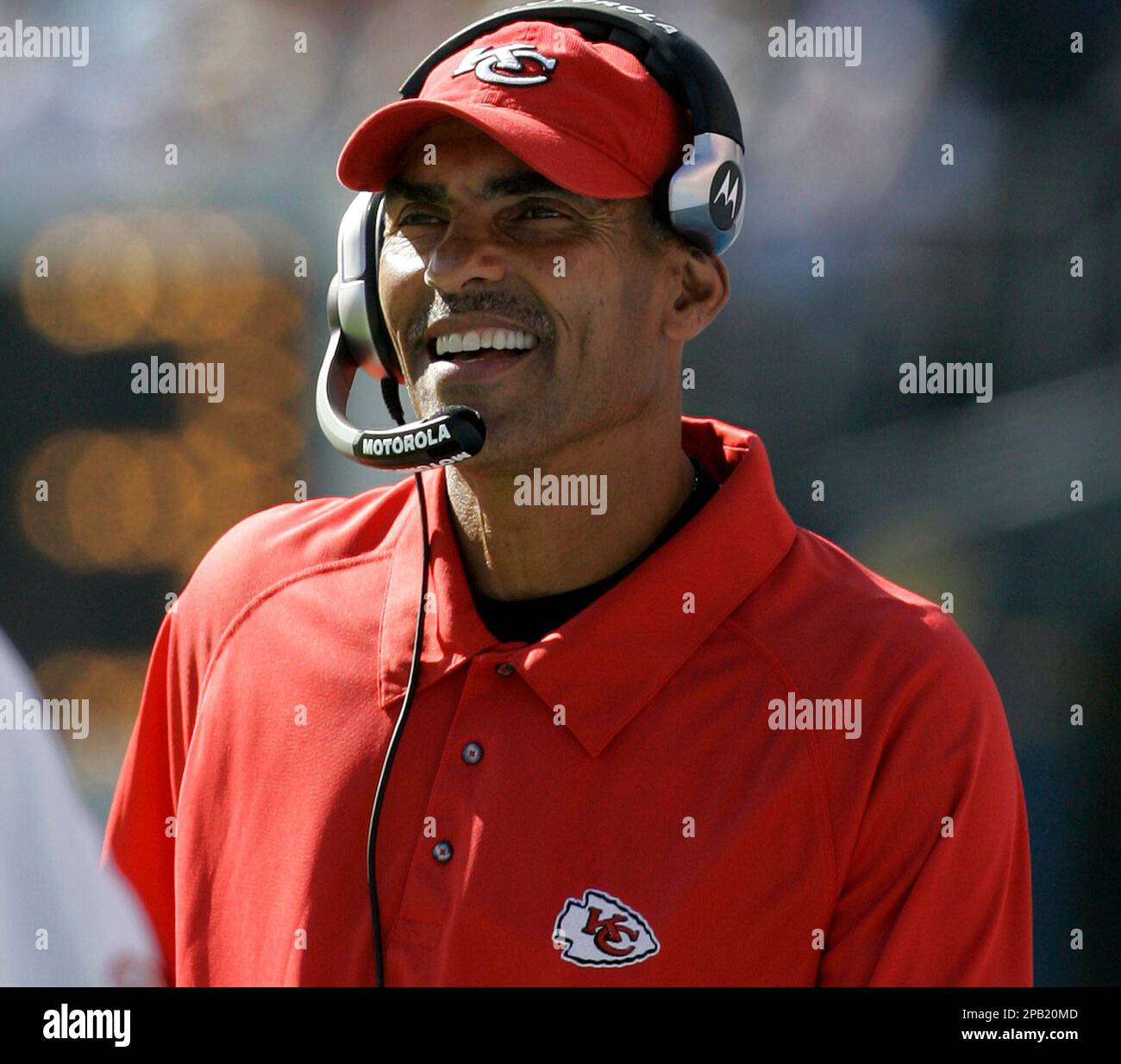 Kansas City Chiefs coach Herm Edwards smiles as his team puts away a 30 ...