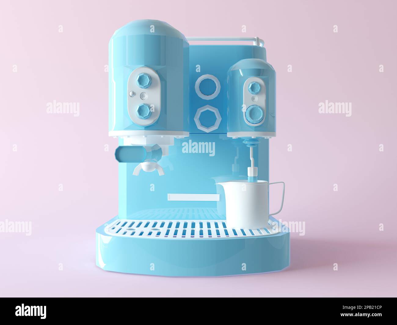 Coffee maker cartoon style, coffee machine with white cup minimal style ...