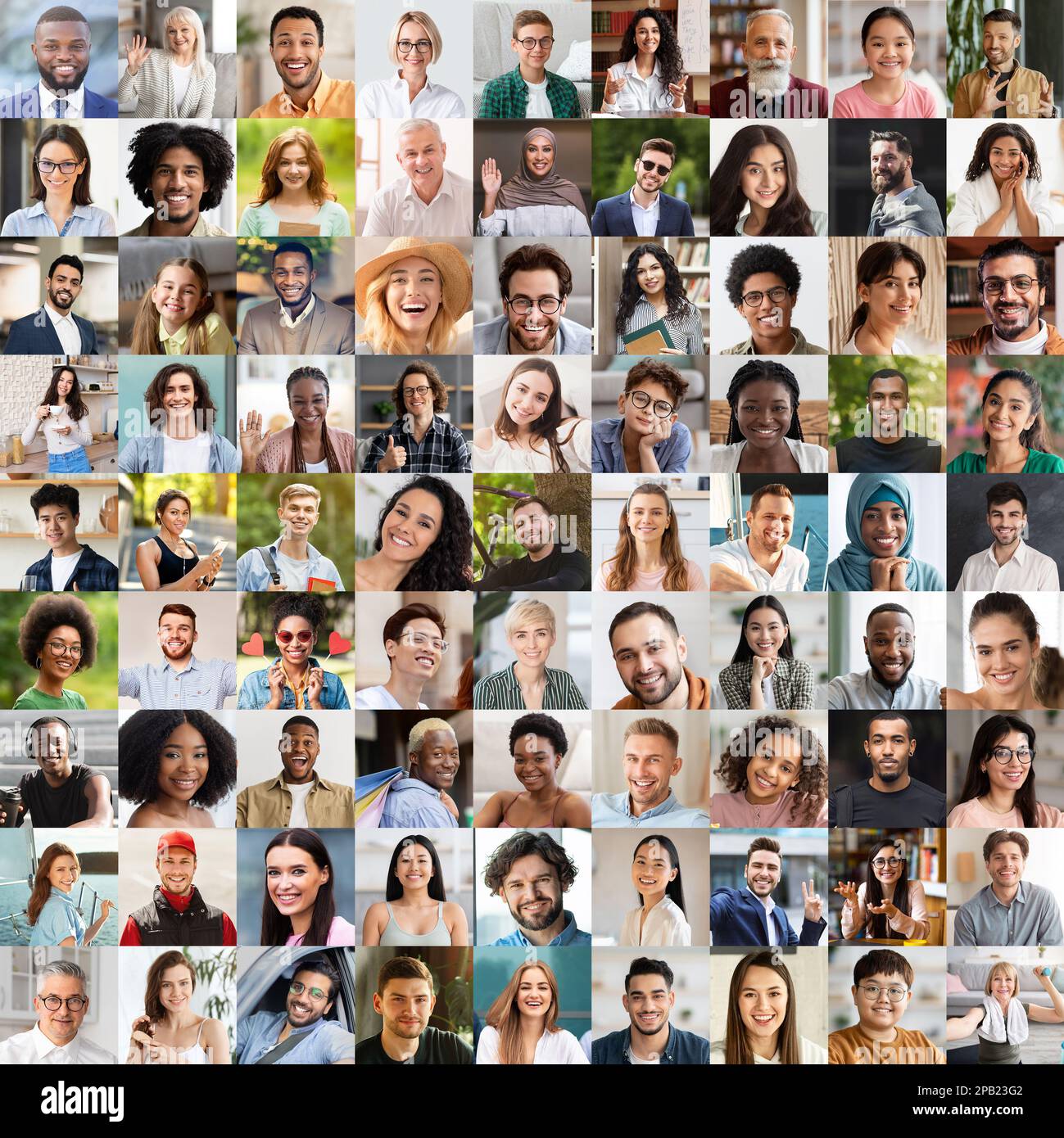 Mosaic of smiling multiracial people different ages, collage Stock ...