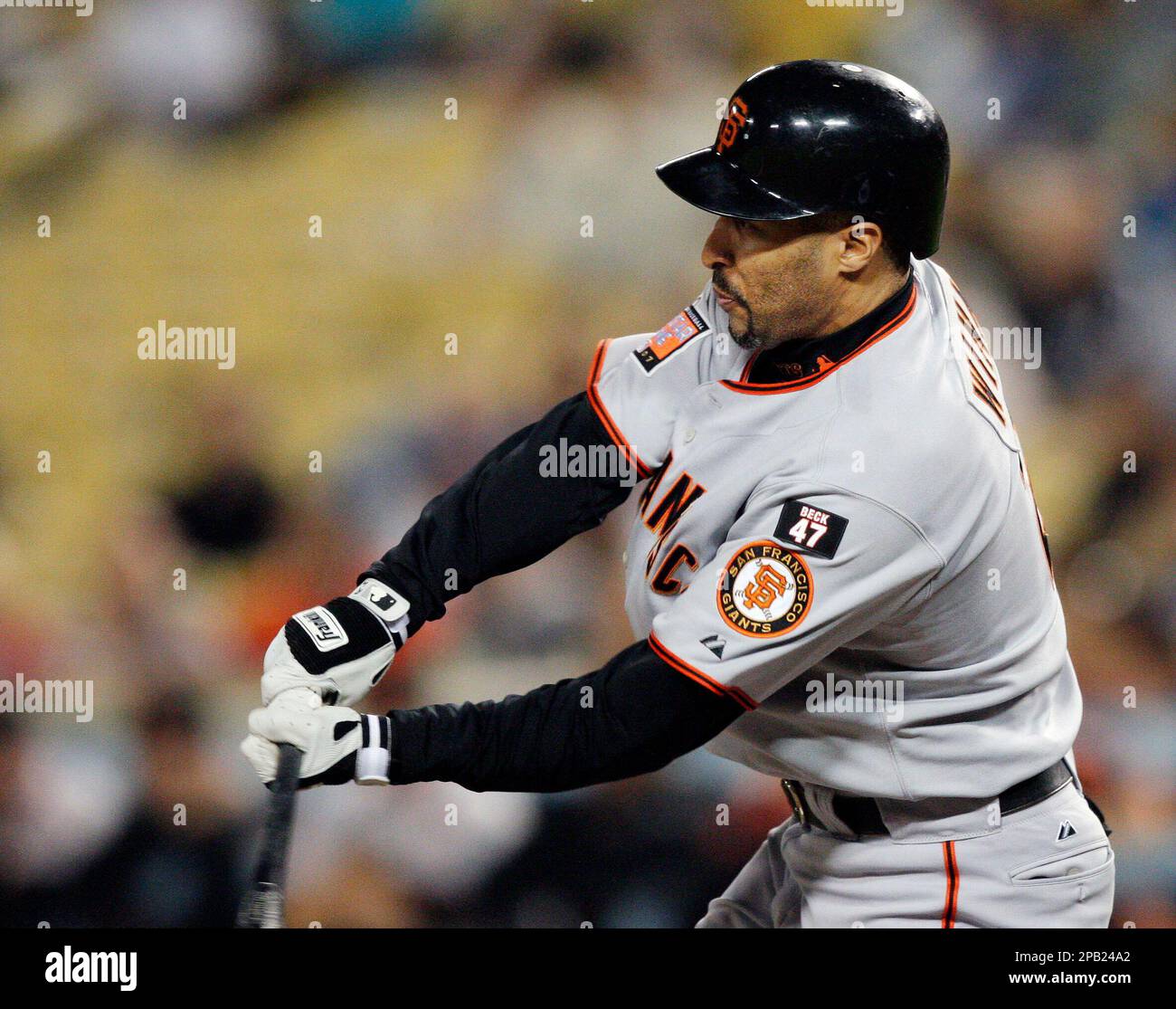 San Francisco Giants' Randy Winn hits a two-run double to score ...