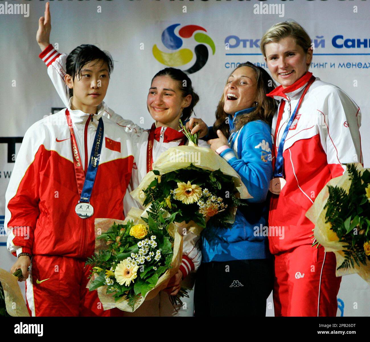 Finalists of the individual women's Sabre event, from left, China's Xue ...