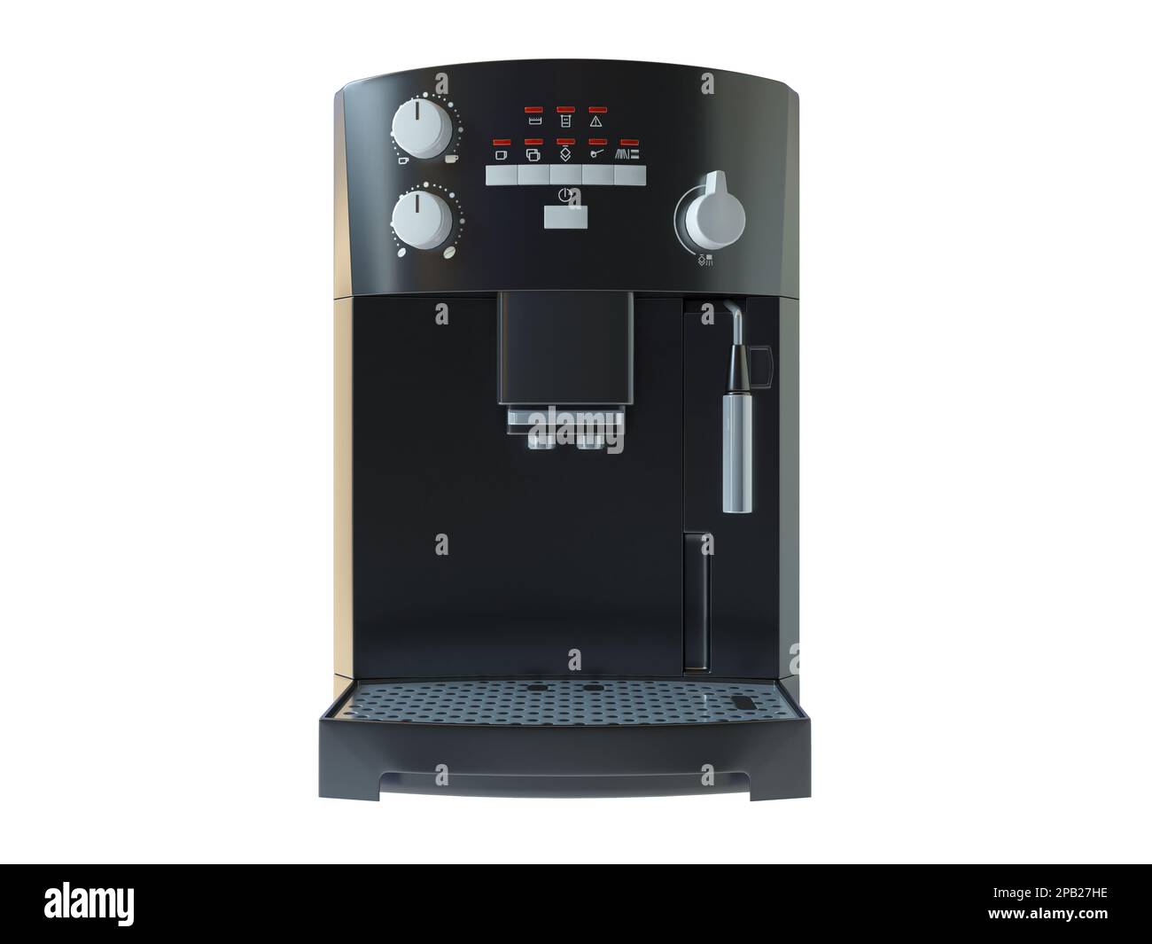 Automatic electronic coffee machine isolated on a white background. A ...