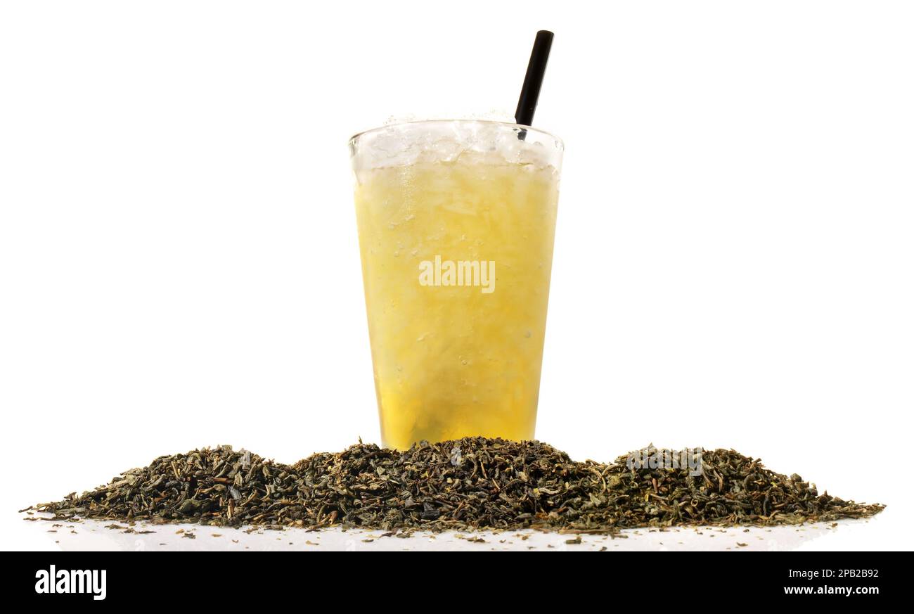 Green Ice Tea isolated on white Background - Panorama Stock Photo - Alamy