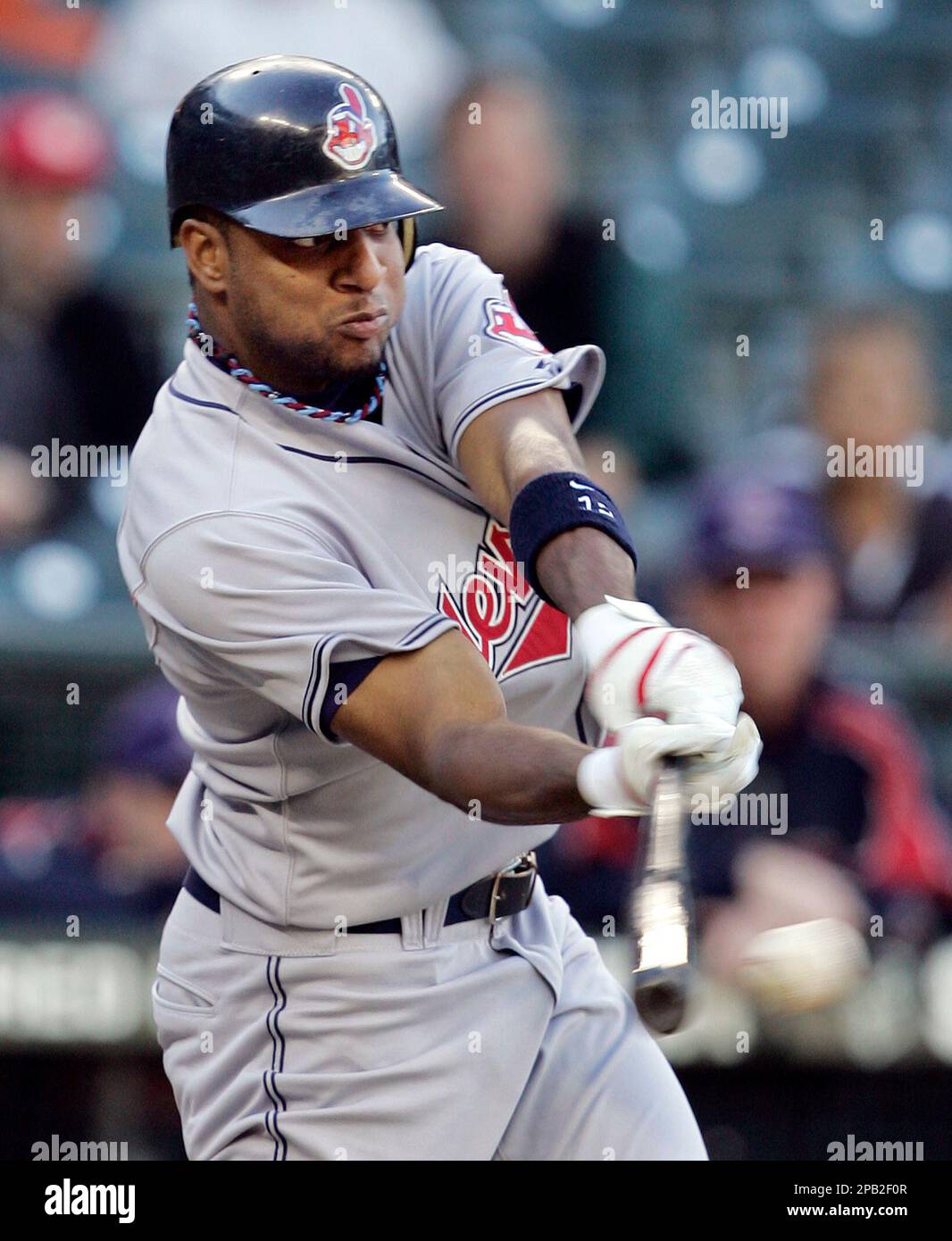 Cleveland Indians' Ben Francisco hits a two-run single against the ...