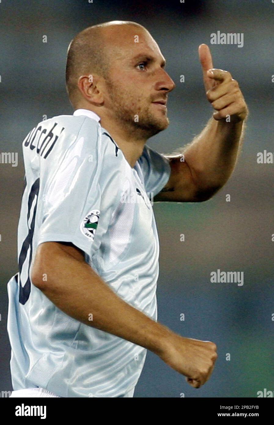 Lazio's Tommaso Rocchi celebrates after scoring during the Serie A top ...
