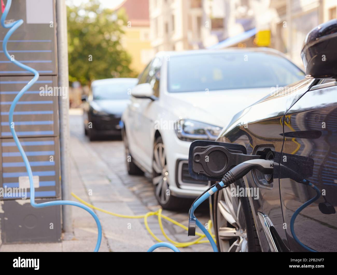 Munich, Germany - August 5, 2022 : Electric car with opened charging ...