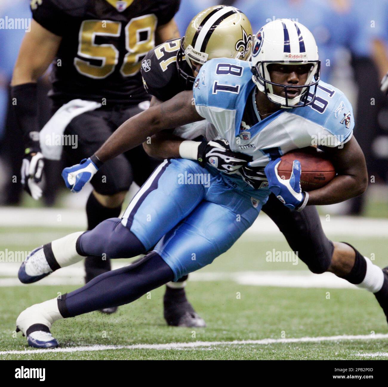 Tennessee Titans wide receiver Brandon Jones (81) can't get away from ...