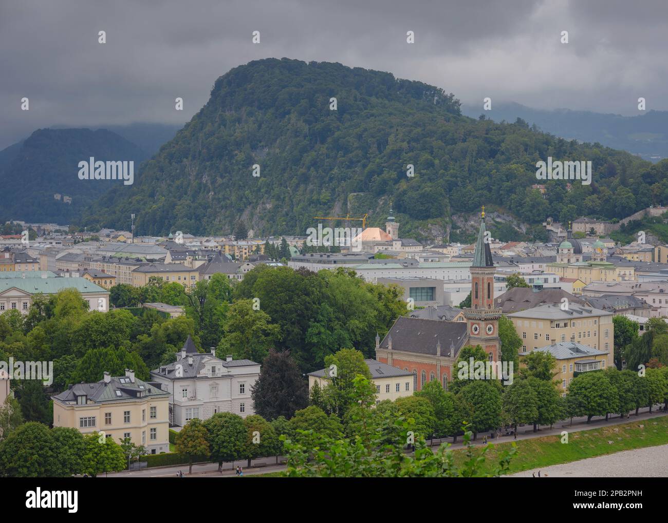 Salzburg Austria inner city with churches. Beautiful view of Salzburg ...