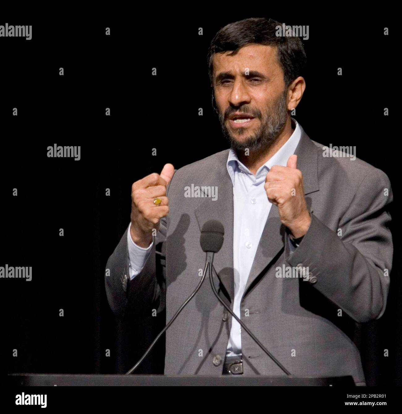 Iranian President Mahmoud Ahmadinejad speaks at Columbia University in ...