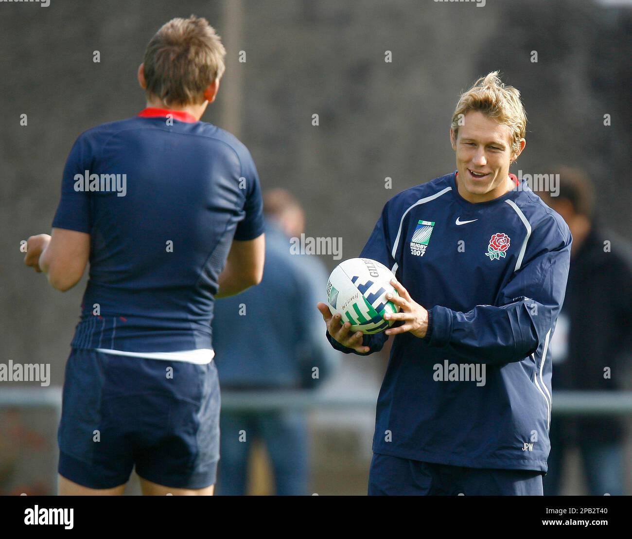 England's Jonny Wilkinson, right, and Toby Flood during a training ...