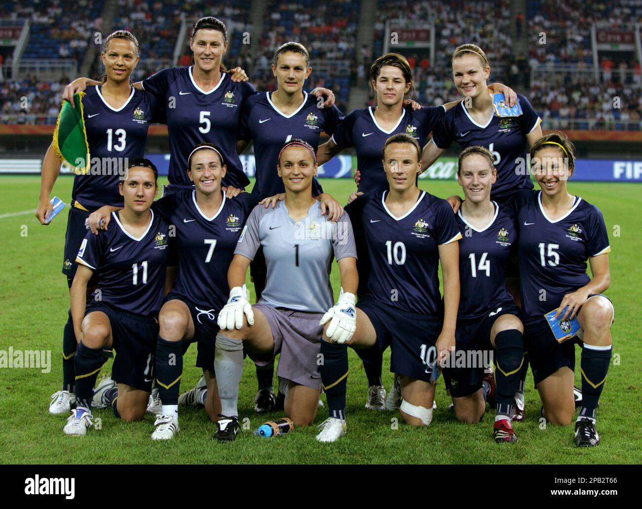 The Australian team are seen before their quarter final match against ...