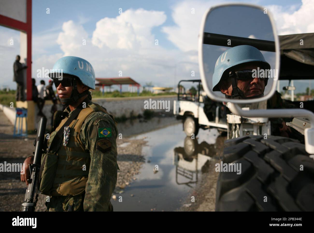 Brazilian U.N. soldiers patrol in Cite Soleil slum in Port-au-Prince ...