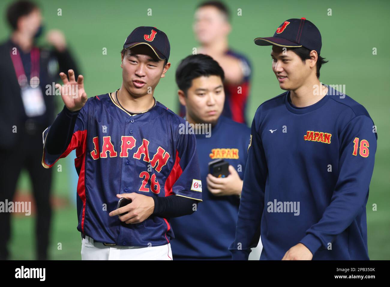 Tokyo, Japan. 12th Mar, 2023. (L-R) Hiroto Takahashi, Shohei Ohtani (JPN) Baseball : 2023 World ...