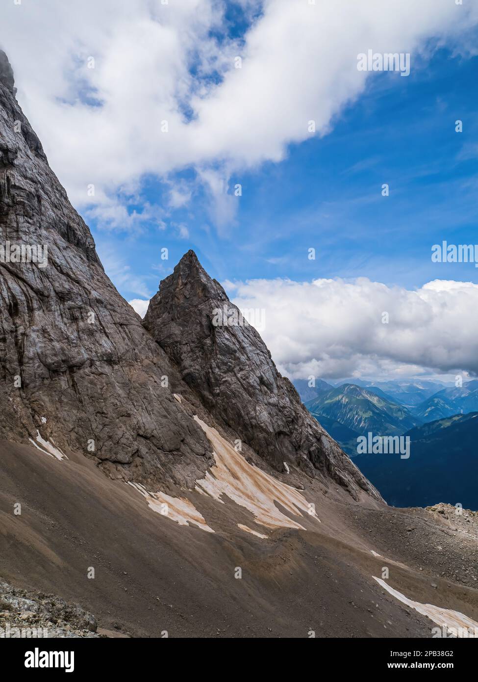 Molten glacier on Zugspitze mountain peak landscape climate change ...