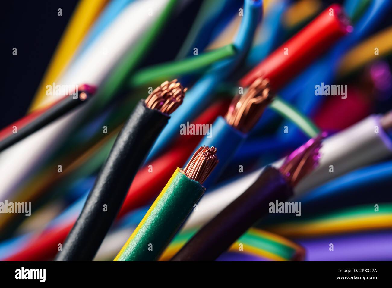 Group electric cables closeup hi-res stock photography and images - Alamy