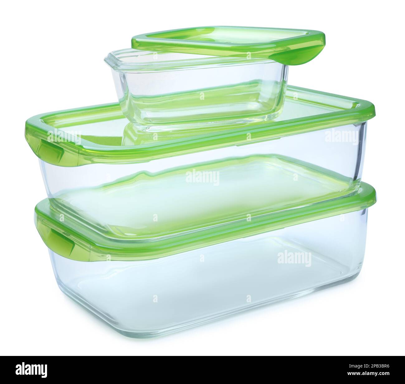 Set of empty glass containers for food on white background Stock Photo ...