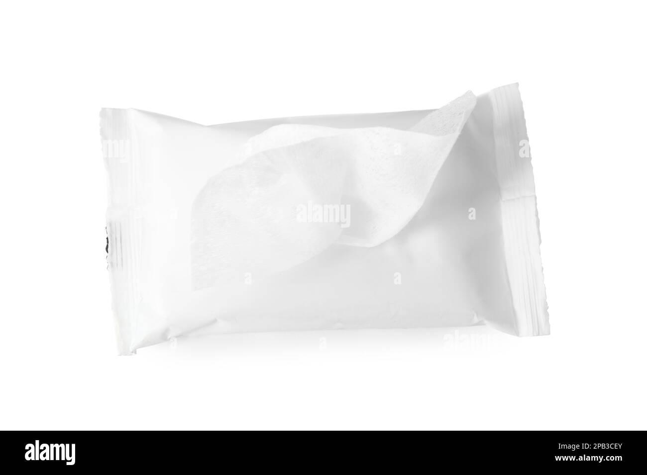 Open wet wipes flow pack isolated on white, top view Stock Photo - Alamy