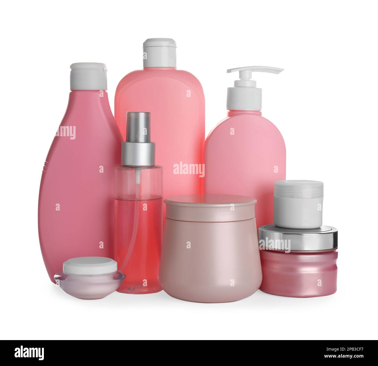 Many different cosmetics products on white background Stock Photo - Alamy