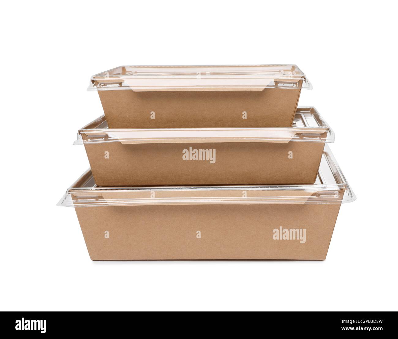 Stacked paper containers for food on white background Stock Photo - Alamy
