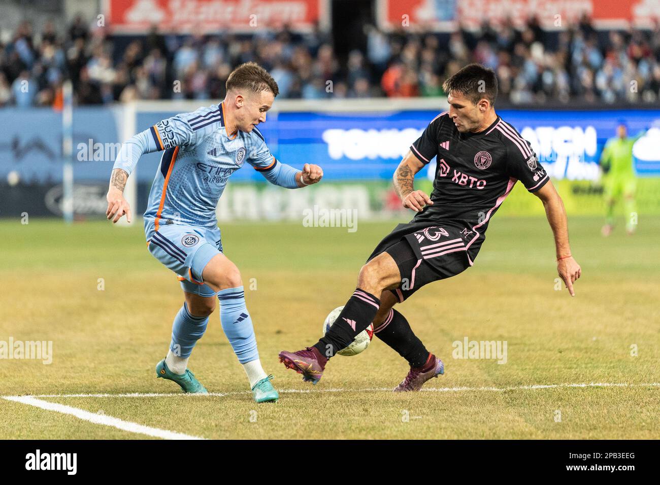 Mitja Ilenic (35) of NYCFC and Franco Negri (33) of Inter Miami CF ...